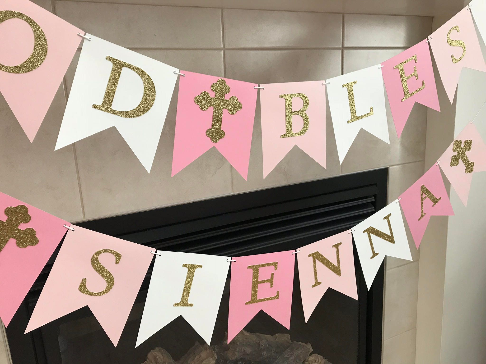Pink Ombre God Bless Banner Baptism Banner Christening | Etsy