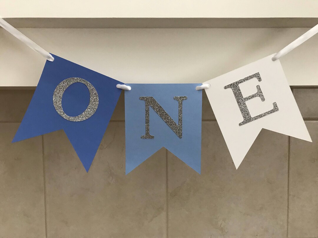 Blue Ombre, 1st Birthday Banner, Highchair Banner, One Birthday Banner ...
