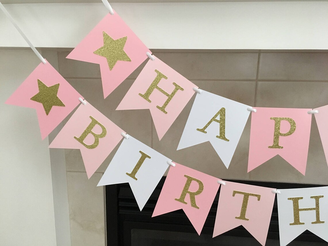 Star Birthday Banner Happy Birthday Banner Girl Birthday | Etsy