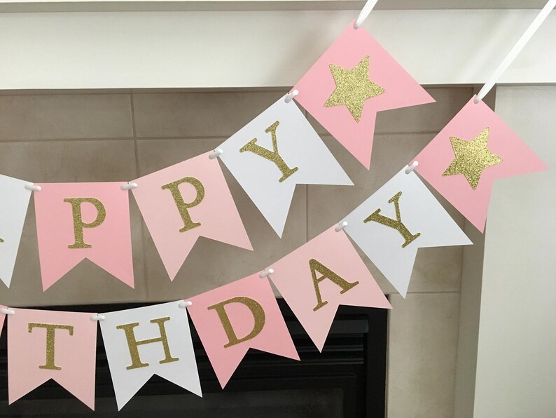 Star Birthday Banner Happy Birthday Banner Girl Birthday | Etsy