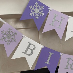 Winter Wonderland, Snowflake Birthday Banner, Purple Ombre, Happy ...