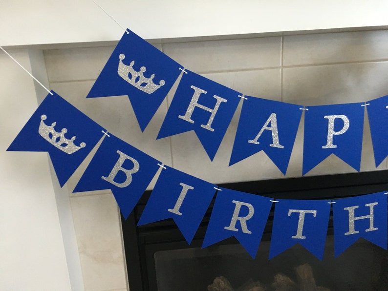 Prince Birthday Banner Happy Birthday Banner Crown Banner - Etsy
