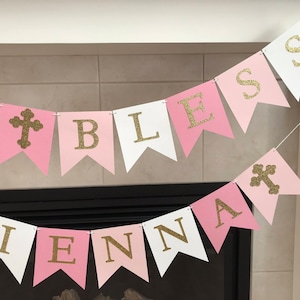 Pink Ombre God Bless Banner Baptism Banner Christening | Etsy
