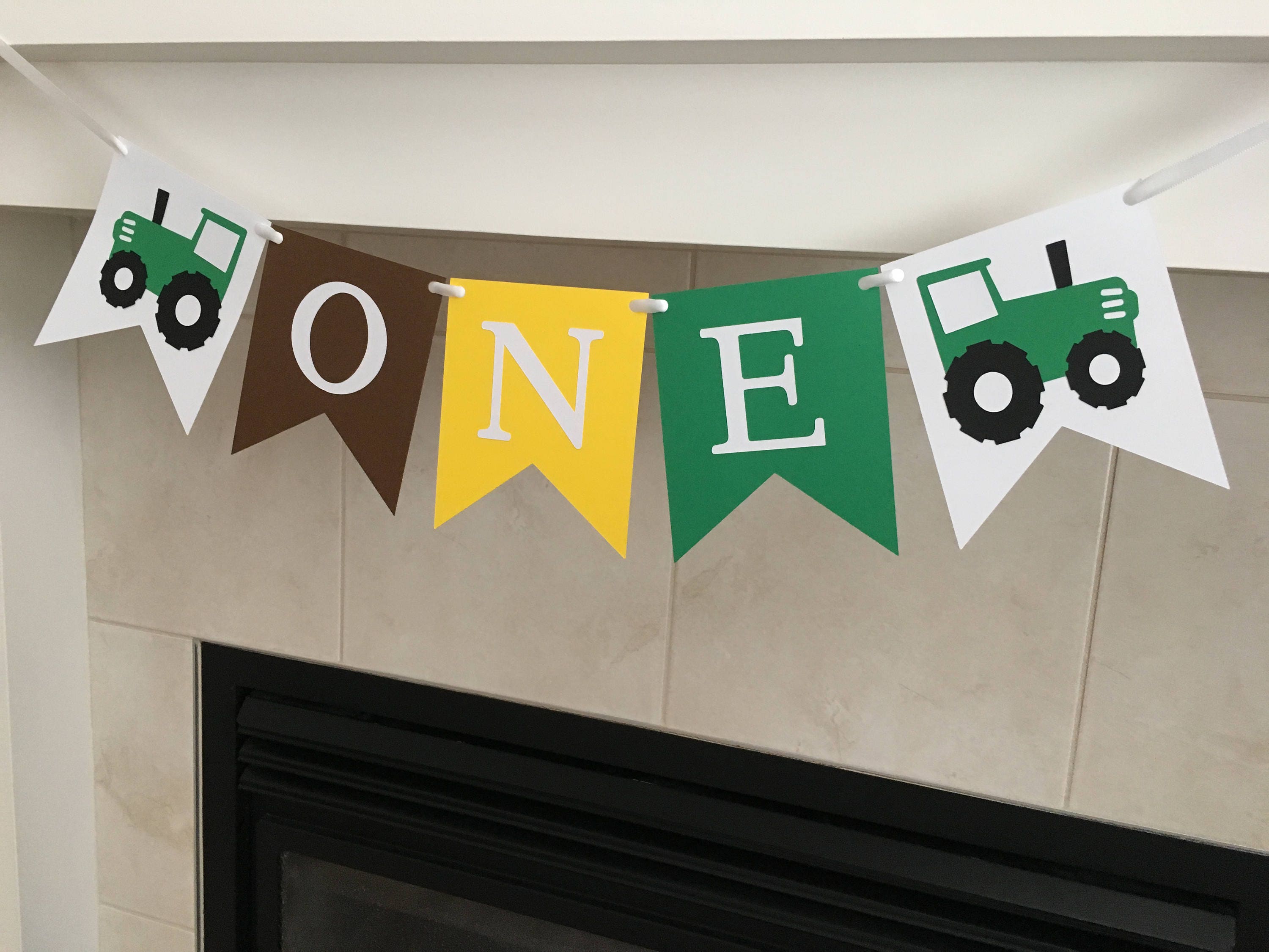 Farm Tractor 1st Birthday Banner: Handmade One Banner, Photo Prop - Etsy
