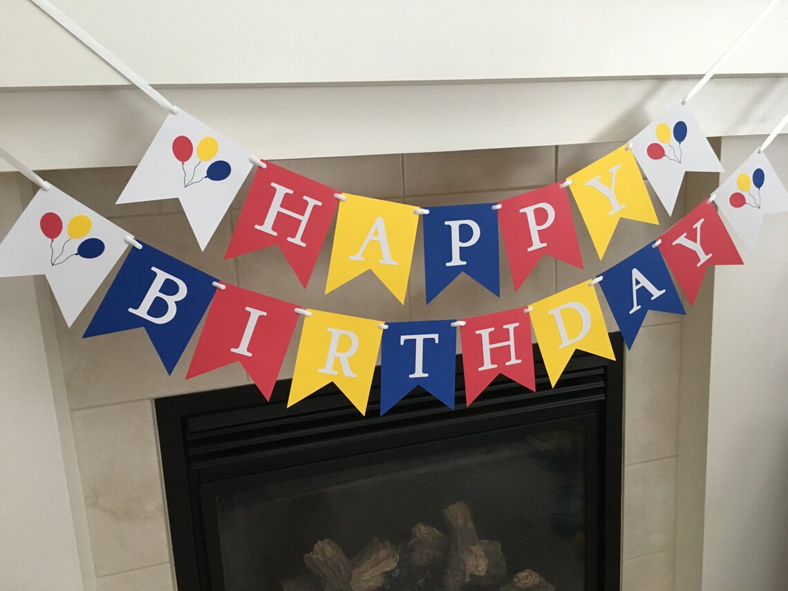 Balloon Birthday Banner Happy Birthday Banner Balloon - Etsy