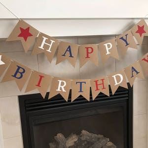 Patriotic Birthday Banner: Red, White, and Blue Party Decor - Etsy