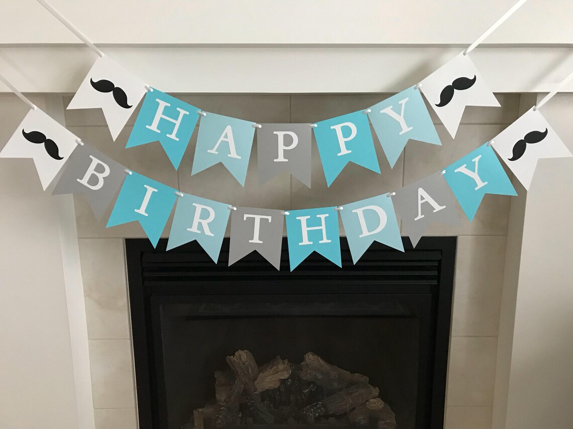 Moustache Birthday Banner Little Man Birthday Banner Happy - Etsy