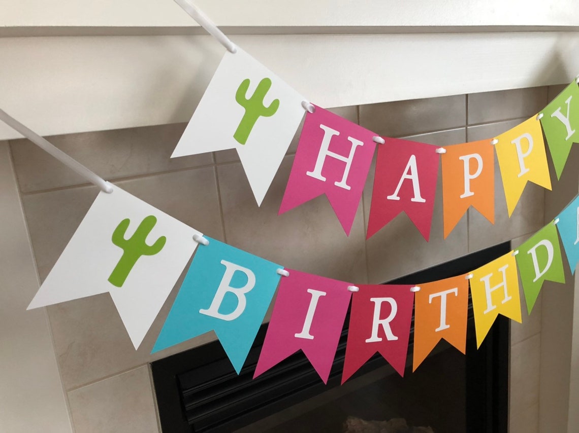 Fiesta Birthday Banner Fiesta Party Happy Birthday Banner | Etsy