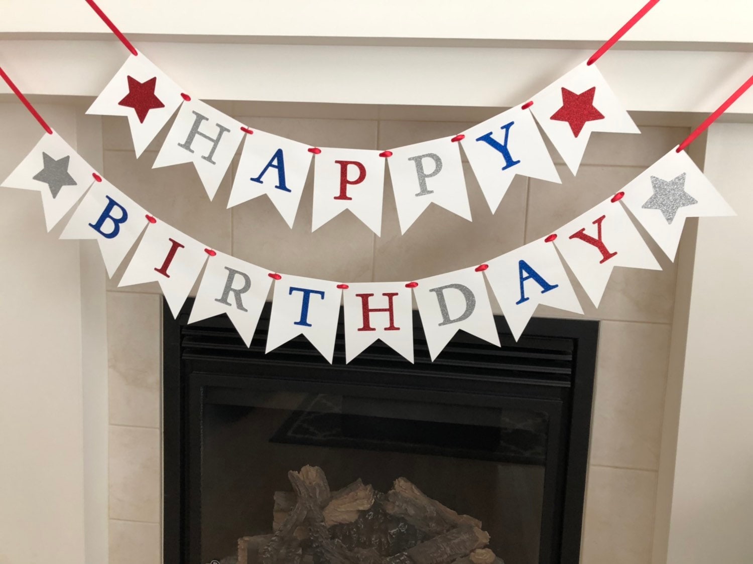 Patriotic Birthday Banner Red White and Blue Birthday Banner - Etsy