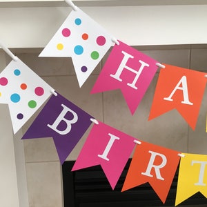 Polka Dot Birthday Banner, Happy Birthday Banner, Birthday Banner ...