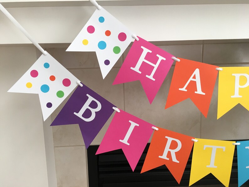 Polka Dot Birthday Banner Happy Birthday Banner Birthday | Etsy