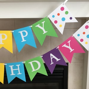 Polka Dot Birthday Banner, Happy Birthday Banner, Birthday Banner ...