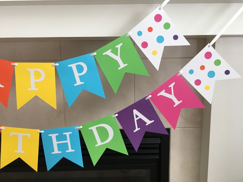 Polka Dot Birthday Banner Happy Birthday Banner Birthday | Etsy