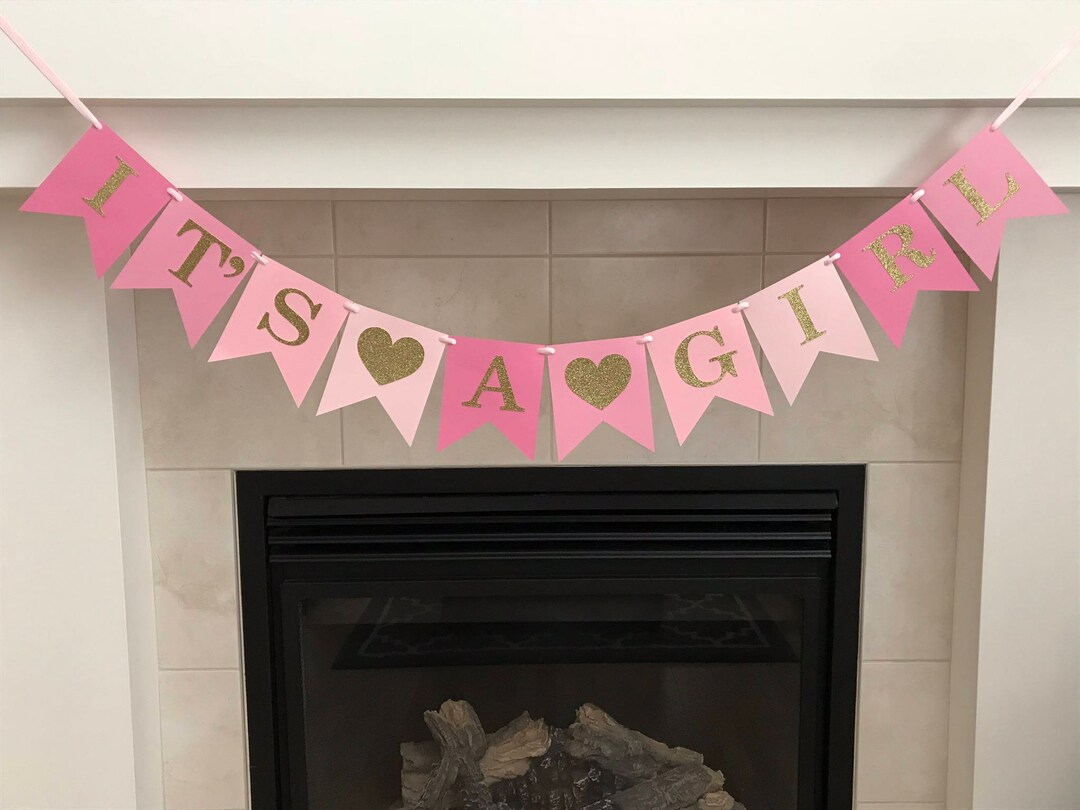 It's a Girl, Pink Ombre, Girl Baby Shower, Baby Shower Banner, Baby ...