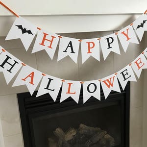Happy Halloween Decoration, Halloween Banner, Bat Banner, Orange and ...