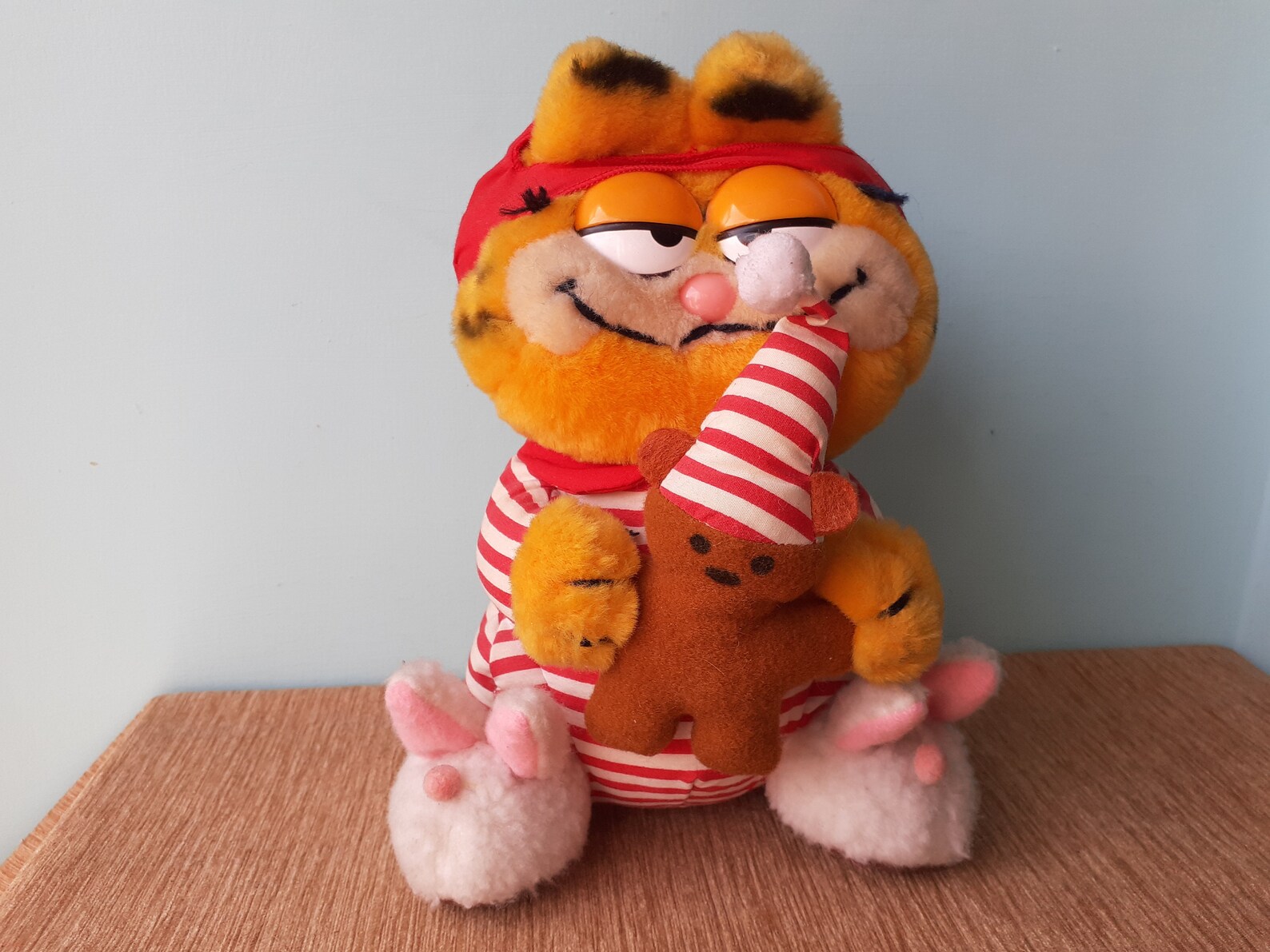 Bedtime Garfield the Cat with Pooky in Pajamas and Rabbit | Etsy