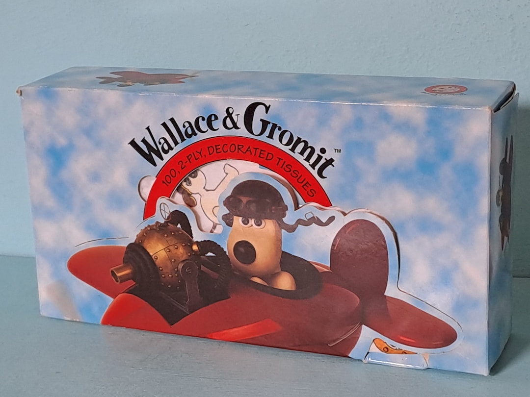 Official Original Wallace and Gromit Box of Man-size Tissues. Dough Gun ...