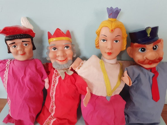 Royal Set of Rubber Head Hand Puppets King Queen Vintage | Etsy