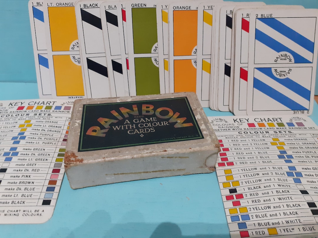 Vintage Rainbow Pack Game Playing Colour Card Box Set. - Etsy
