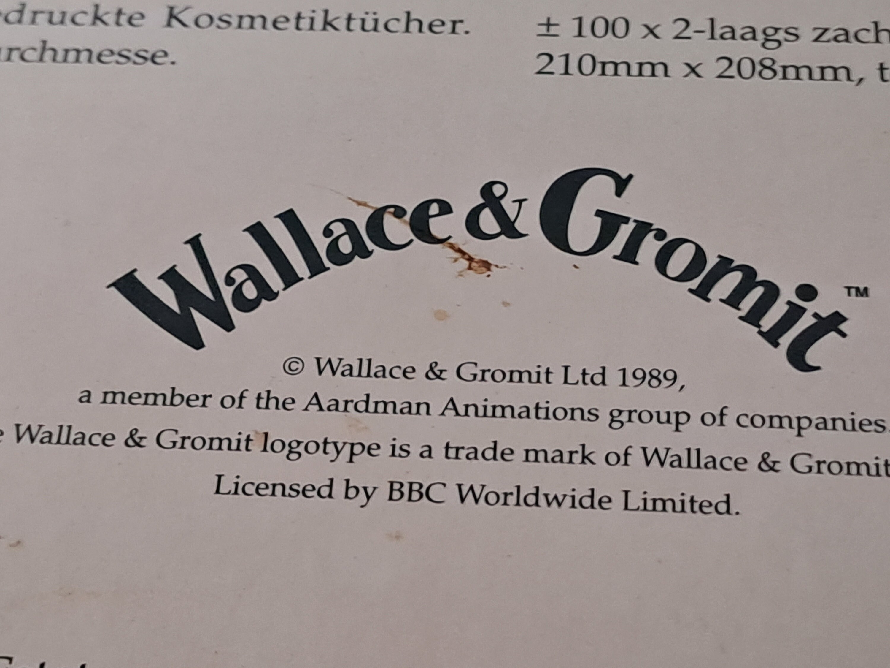 Official Original Wallace and Gromit Box of Man-size Tissues. Dough Gun ...