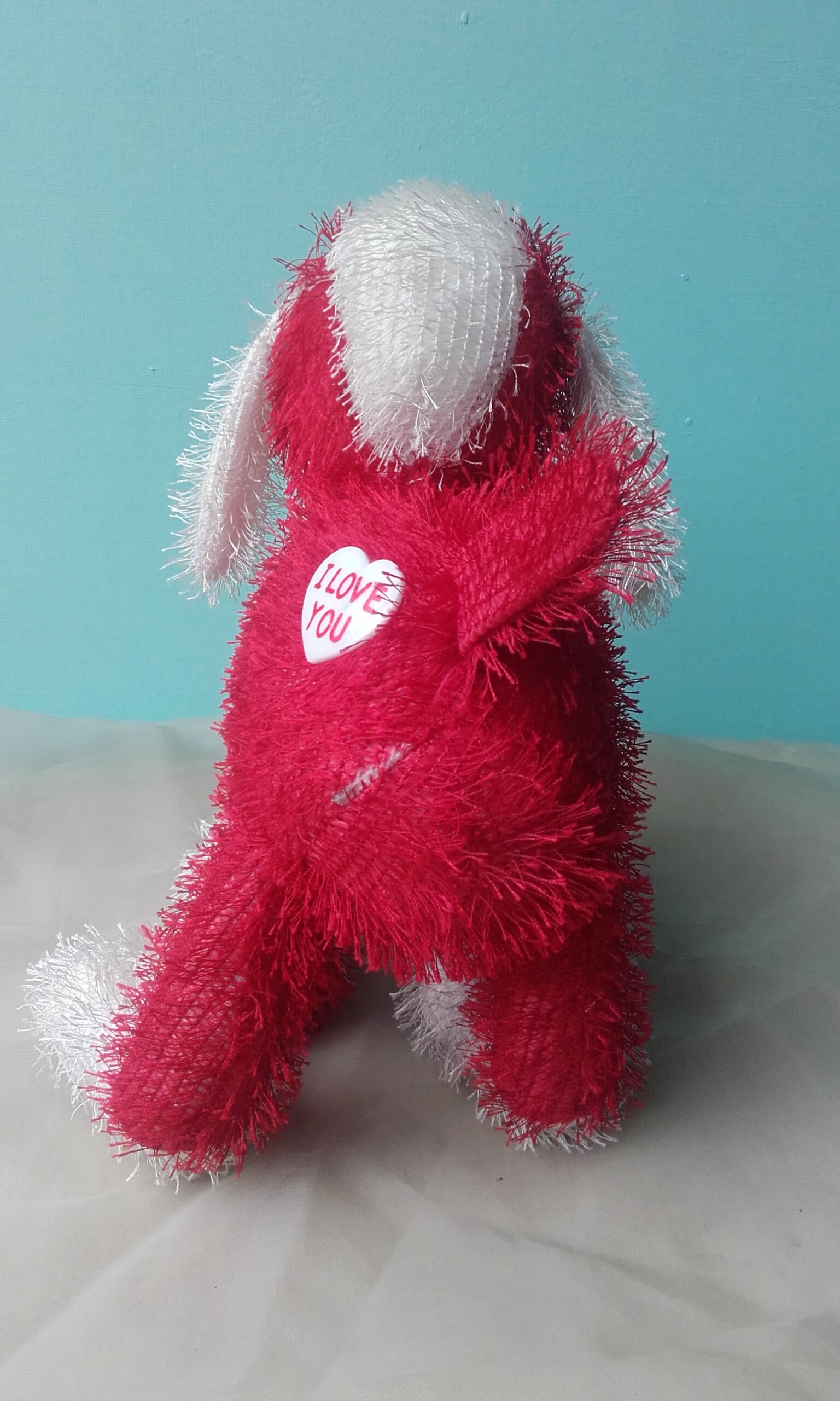 I Love You Fuzzy Dog Plush Soft Stuffed Toy Vintage Red and | Etsy