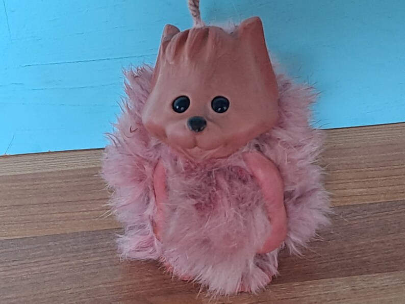 Vintage Vinyl Fluffy Fox Cub Troll Collectors Kitsch Toy - Pink With ...