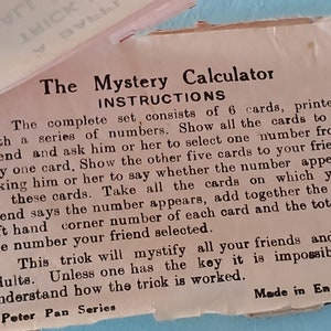 Vintage the Mystery Calculator Card Trick Pack Game. - Etsy