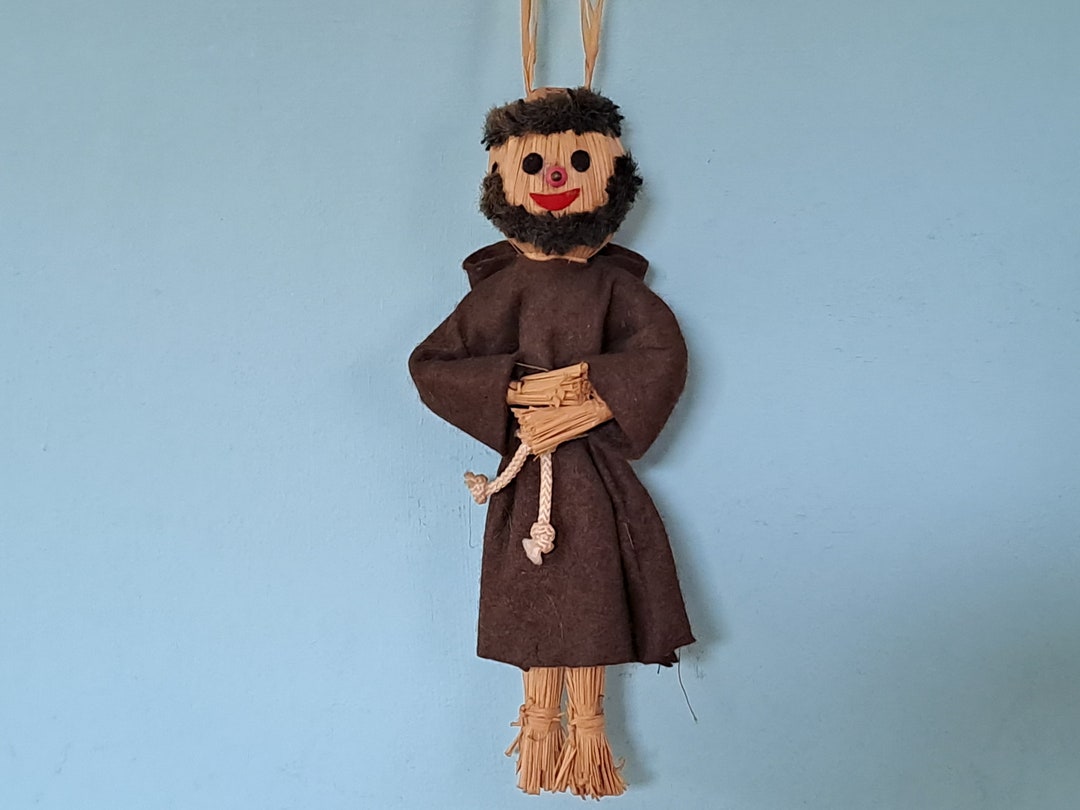 Vintage Merry Straw Monk Doll - Traditional Hanging Dolly Figure ...
