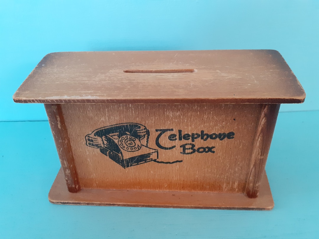Telephone Pay Money Box Vintage Wooden Bank - Etsy