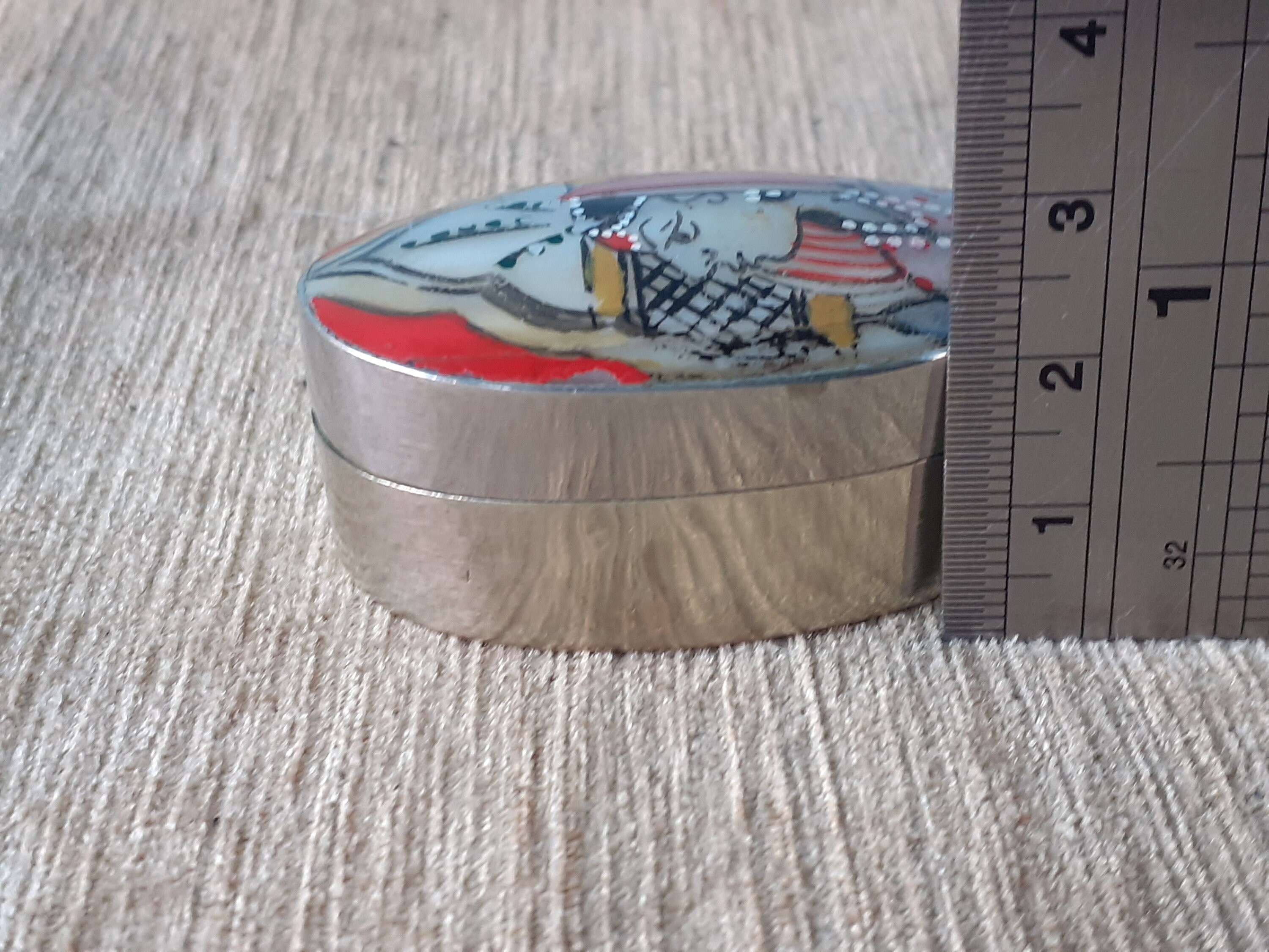 Mother of Pearl Snuff Box Vintage Hand Painted Asian Lady - Etsy