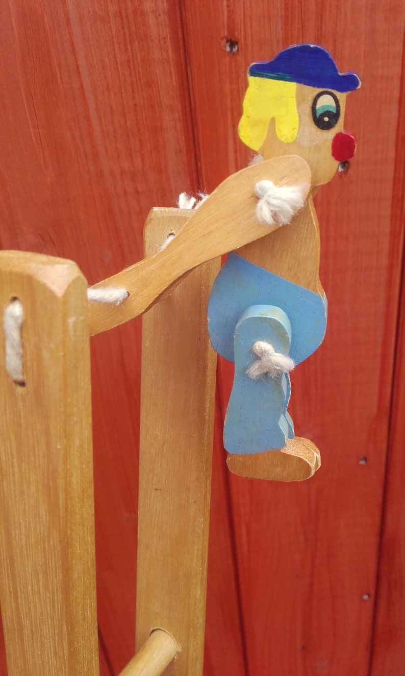 Clown Acrobat Wooden Spinning Articulated Vintage Toy Handmade | Etsy