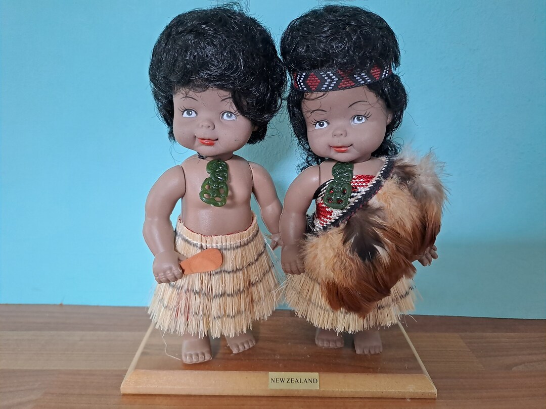 Pair Maori Dolls Collectors Souvenir Toy From New Zealand Vintage 70s ...