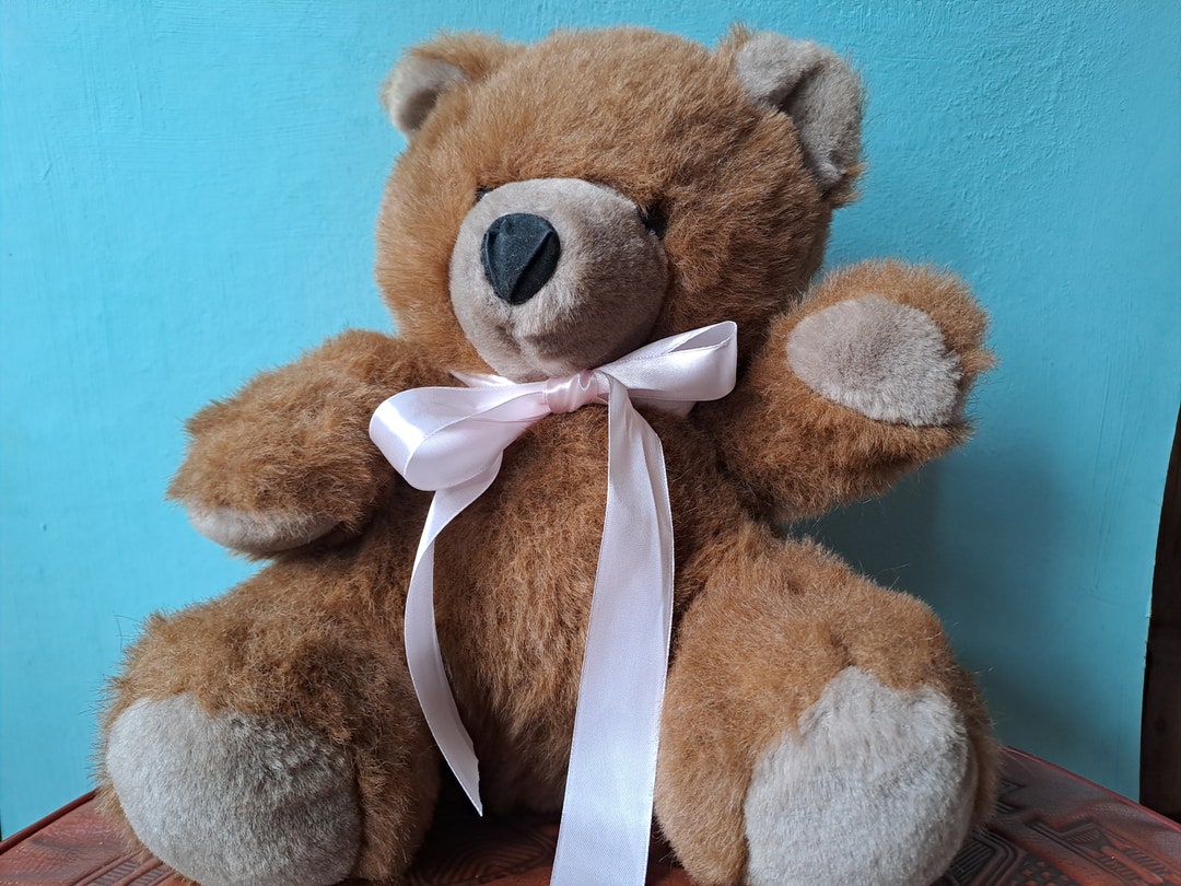 Vintage Cinnamon Teddy Bear Sitting Waving Toy Soft Stuffed Plush ...