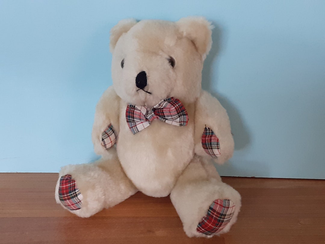 Salco Jointed Tartan Bow Teddy Bear Small Vintage Plush Collectors Toy ...