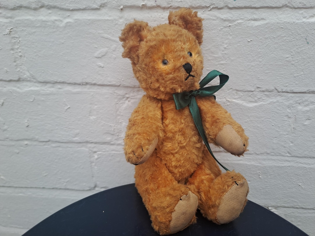 Golden Grayson Wood Wool Old Vintage Mohair Teddy Bear Toy - Jointed ...