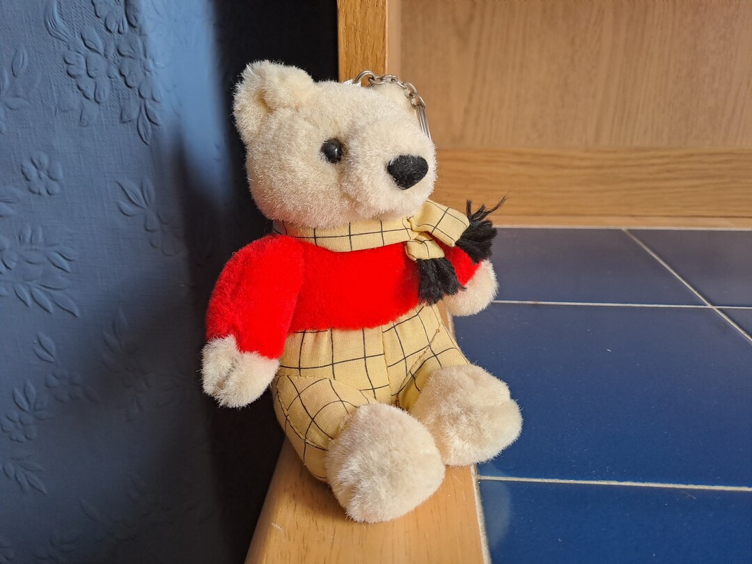 Vintage Rupert Teddy Bear Keyring / Zipper Charm - Cute Stuffed Plush ...