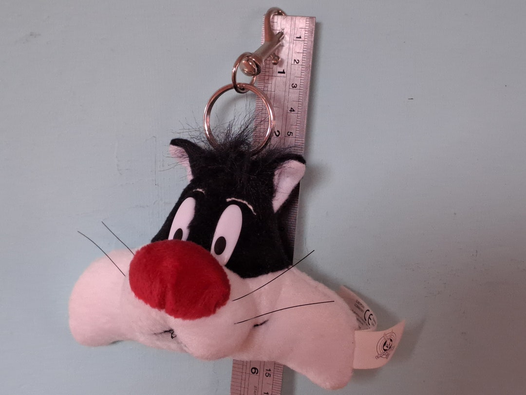 1990s Plush Sylvester the Cat Head Figure Zipper Charm, Keyring, Key ...