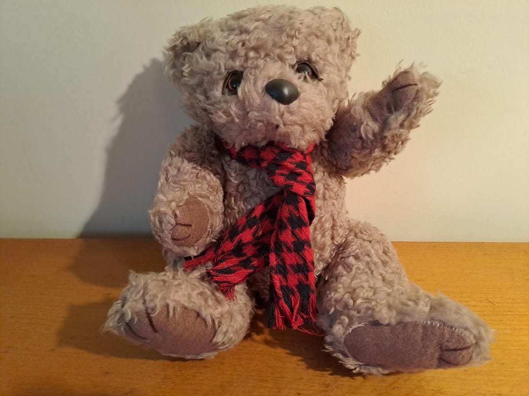 Salco Jointed Teddy Bear in Black and Red Scarf Vintage Plush ...
