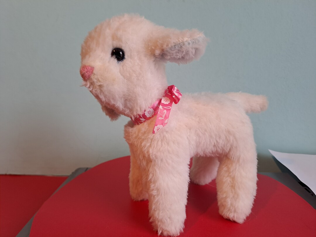 Vintage Lamb Baby Sheep Teddy Plush Stuffed Collectors Toy With Blue ...