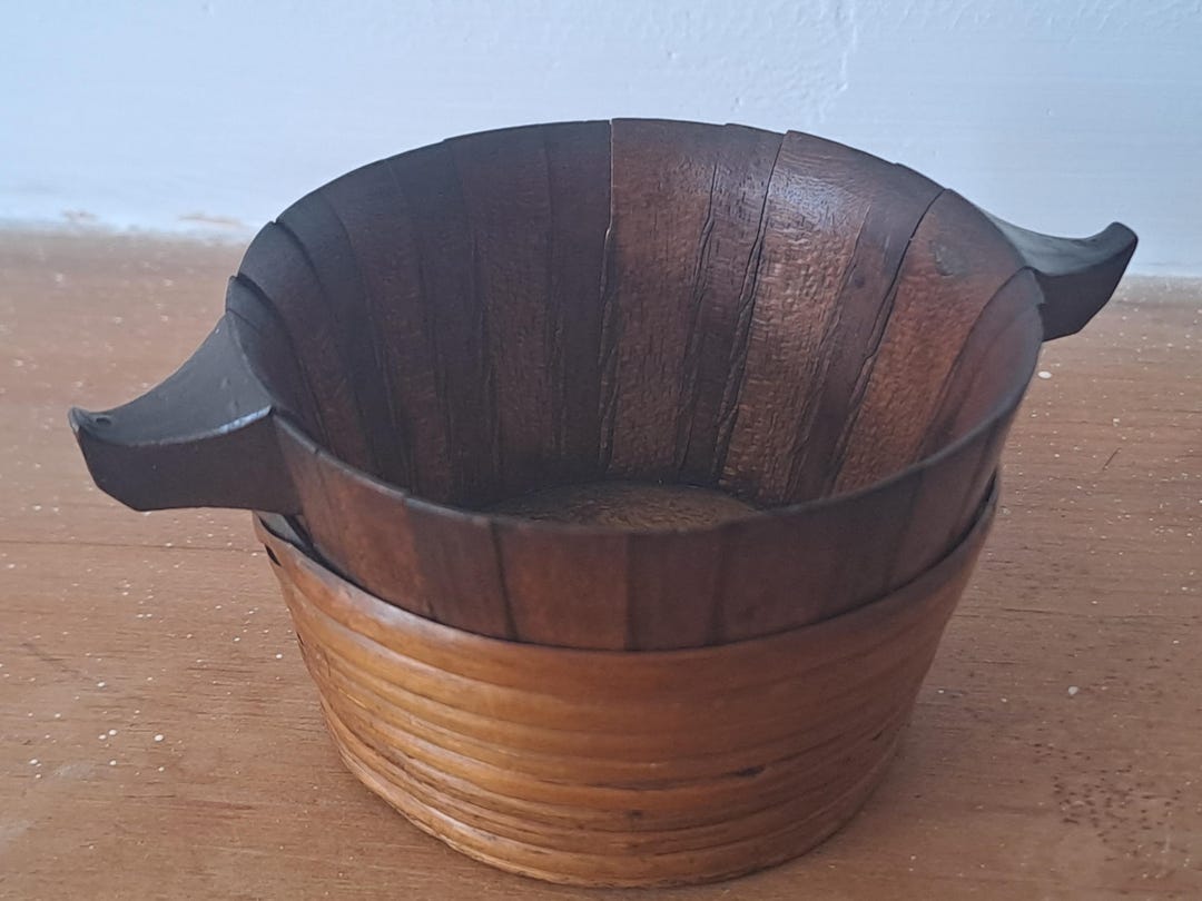 Small Antique Scottish Treen Feathered Bicker Quaich Wooden Willow ...