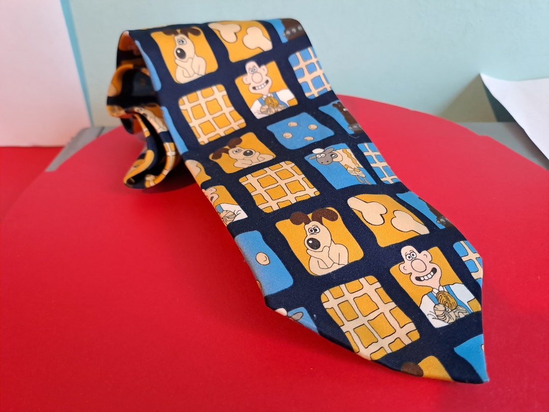 Wallace and Gromit and Shaun the Sheep Neck Tie Blue / Yellow Cartoon ...
