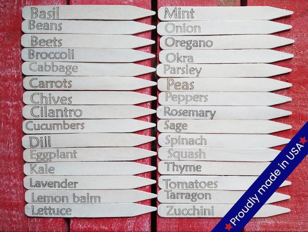 Engraved Wooden Garden Markers: 30 Rustic Plant Labels - Etsy