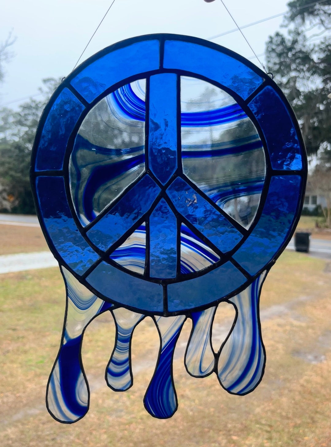 Dripping Peace Sign Stained Glass Window Hanging - Etsy