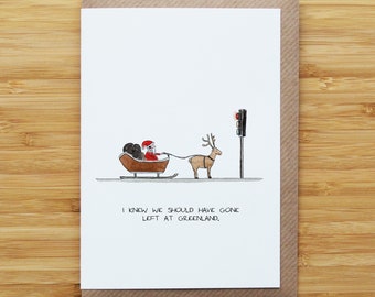 Santa Ski Christmas Card | Etsy