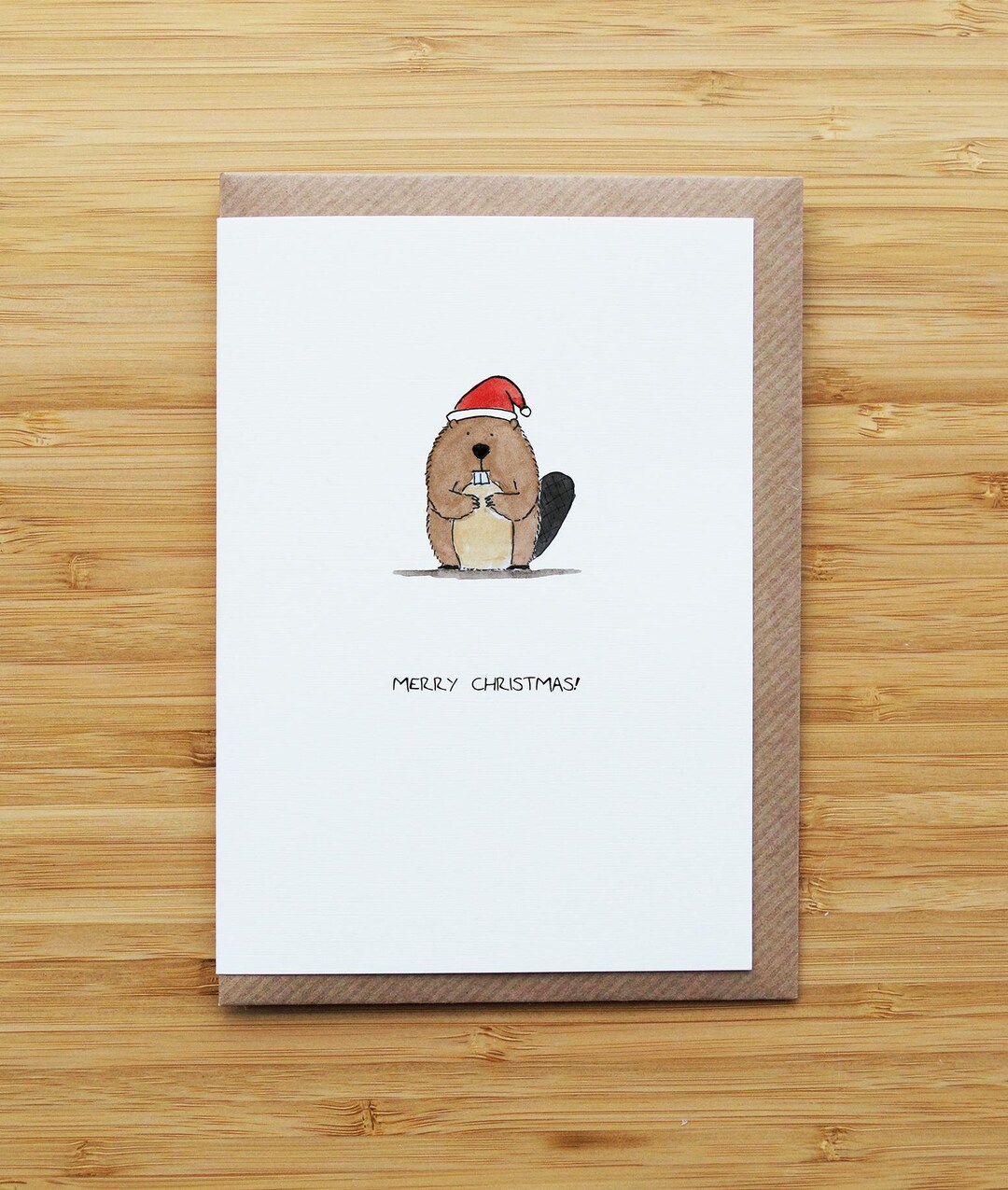 Beaver Christmas Card - Cute - Recycled Card - Etsy