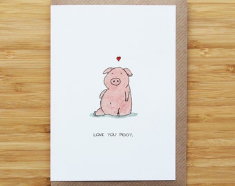 Pig Valentine Card. Funny Valentine Card. Pig Funny Card. Pink Pig ...