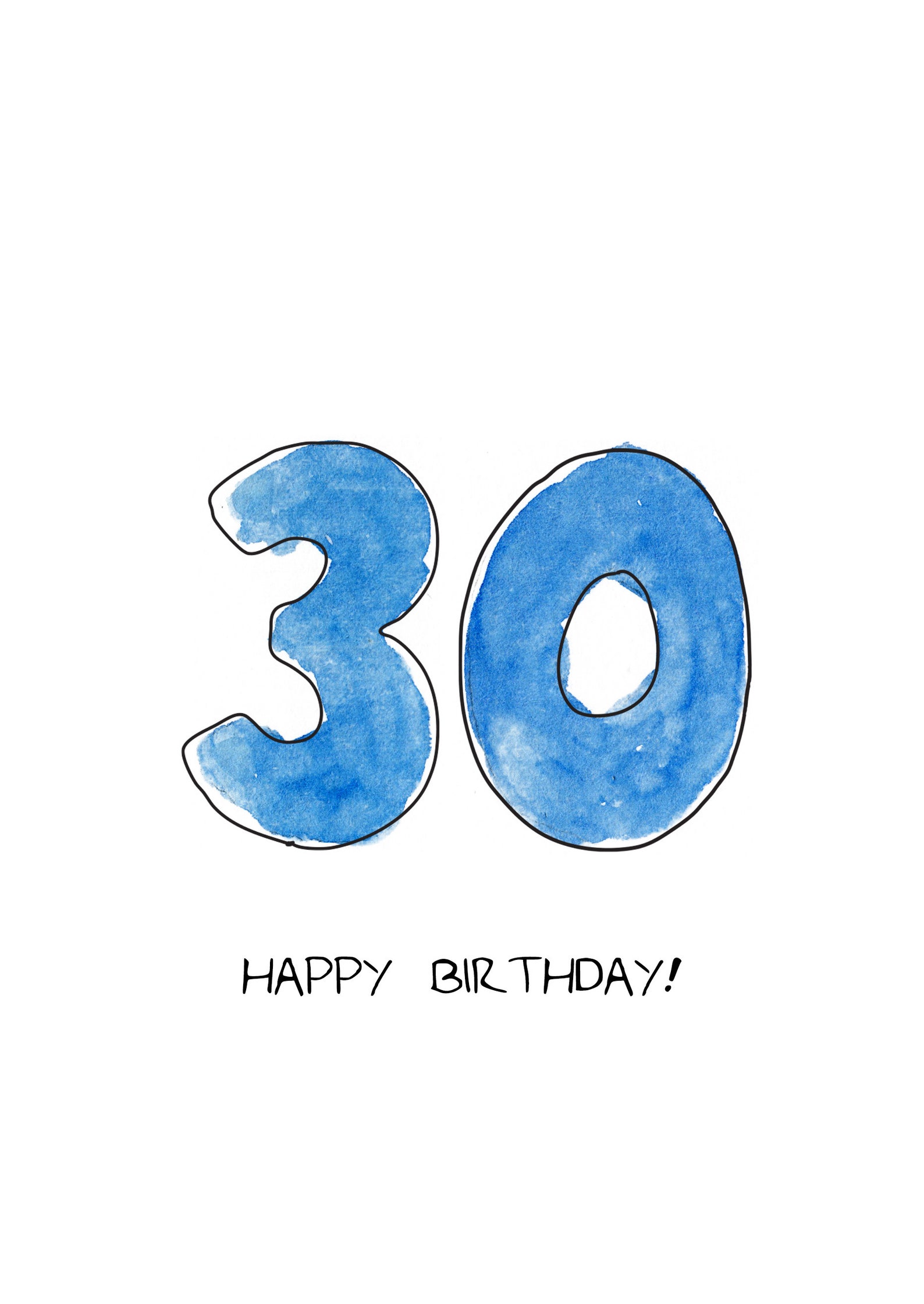 30th Birthday Card Watercolour & Ink multiple Colours - Etsy