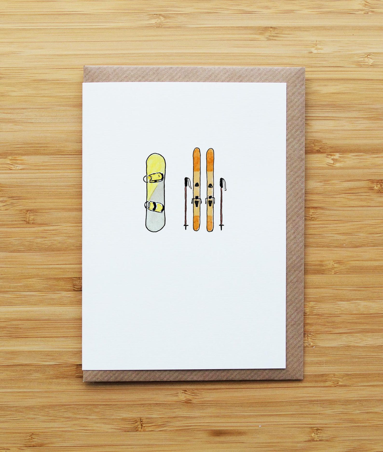 Skis and Snowboard Card - Couple - Love & Valentines - Recycled - Etsy