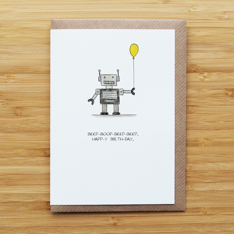 Funny Robot Birthday Card - Etsy UK