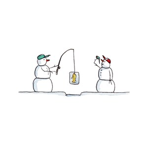 Snowmen Fishing Christmas Card - Etsy
